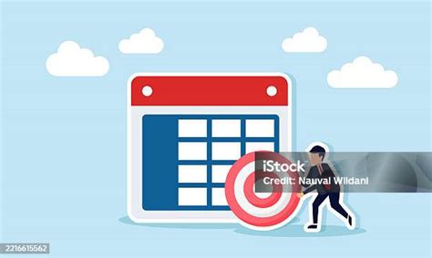 달력 일정 옆에 목표 게시판을 들고 있는 사업가 사업 목표 완료 일정을 정리하는 그림 계획에 대한 스톡 벡터 아트 및 기타 이미지 계획 공연 남자 사업가 Istock