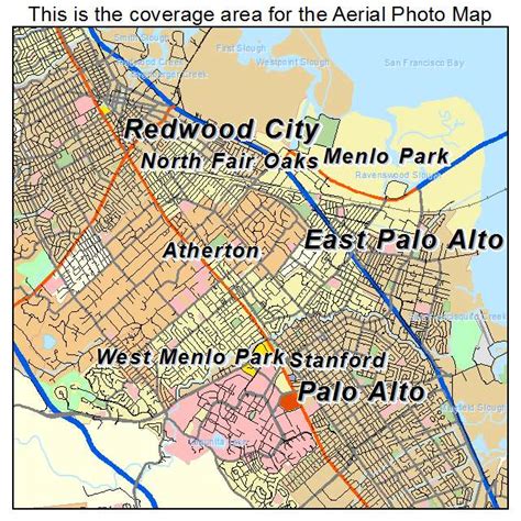 Aerial Photography Map Of Menlo Park Ca California