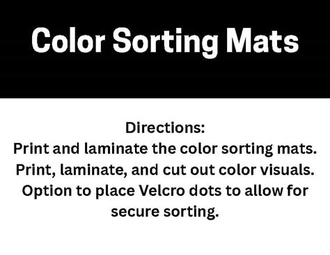 Color Sorting Mats By Roth Corner Tpt