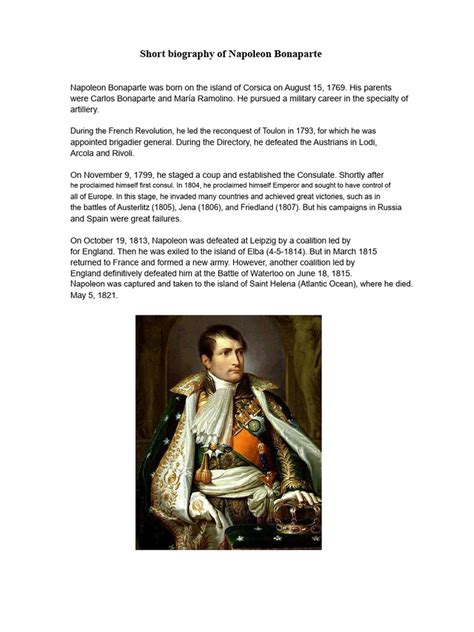 Napoleon Bonaparte A Brief Biography Pdf Battle Of Waterloo Napoleon