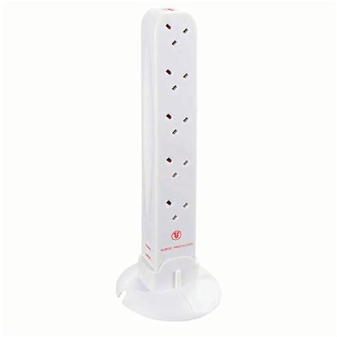Masterplug 10 Socket Surge Protected Power Tower 1m 13a Uk
