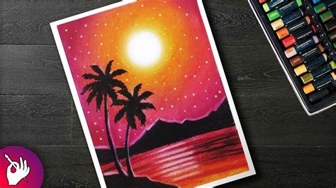 Sunset Scenery Drawing With Oil Pastels How To Draw Scenery Of Sunset