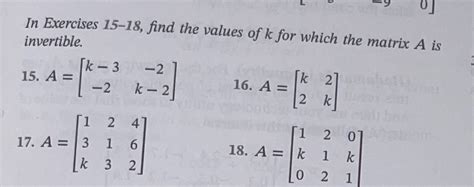 Solved In Exercises 15 18 Find The Values Of K For Which