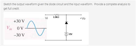 Solved Sketch The Output Waveform Given The Diode Circuit Chegg