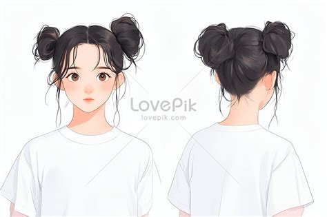 흰색 반팔 티셔츠를 입은 소녀 일러스트 무료 다운로드 Lovepik