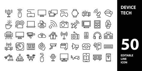 Device And Technology Line Icon Set 43180664 Vector Art At Vecteezy