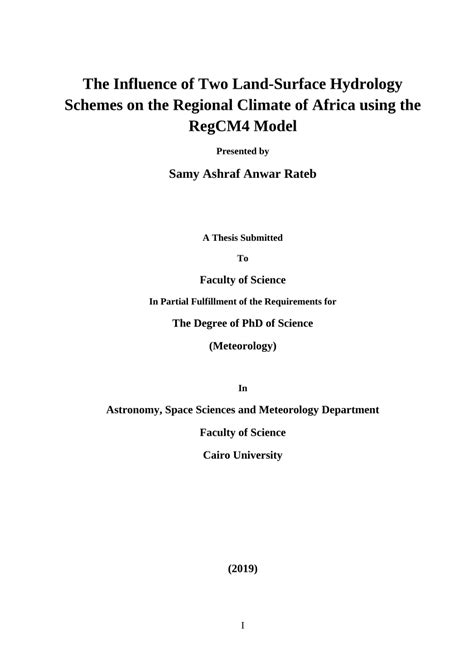 Pdf The Influence Of Two Land Surface Hydrology Schemes On The Regional Climate Of Africa