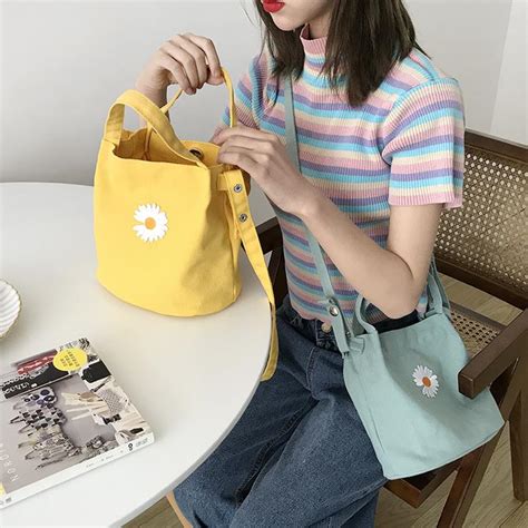 데이지버킷백 여름 캔버스 복조리 크로스 미니 에코백 추천 버킷백 숄더백 데일리백 핸드폰 가방