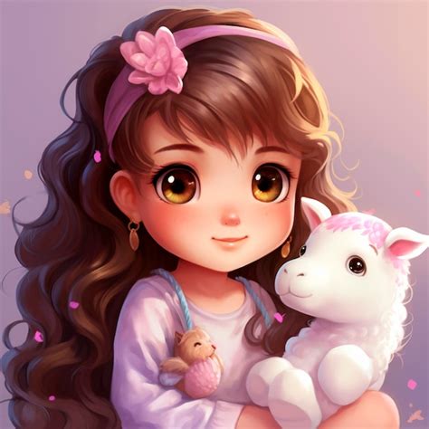 Premium Photo 3d Chibi Girl With Unicorn