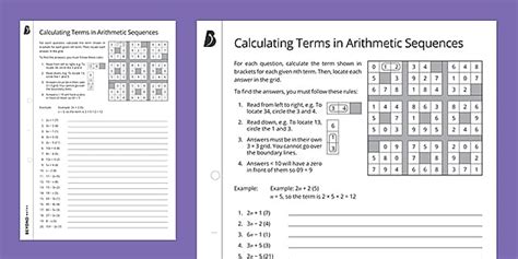 Calculating Terms In Arithmetic Sequences Worksheet Beyond
