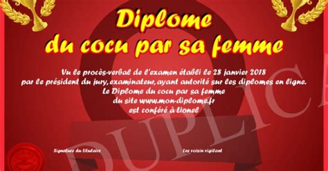 Diplome Du Cocu Par Sa Femme