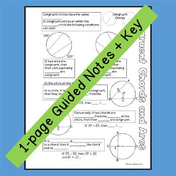Congruent Chords Arcs In Circles Guided Notes Practice Homework