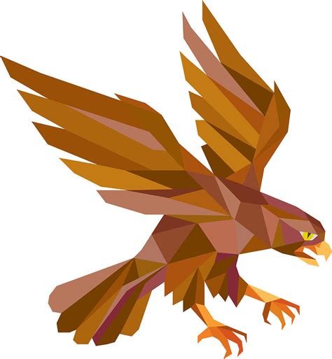 Peregrine Falcon Swooping Low Polygon Digital Art By Aloysius