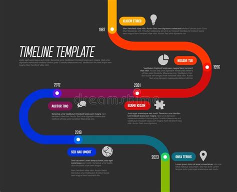 Thick Line Dark Infogrpahic Graph Timeline Diagram Template Stock