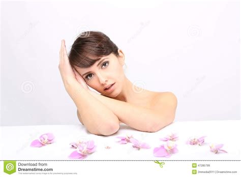 Spa Salon Girl Lying On A Massage Table Stock Image Image Of