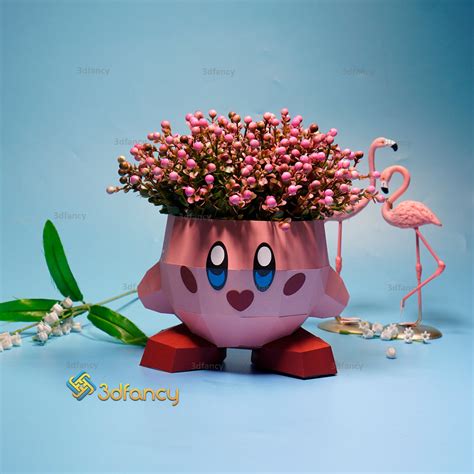3d Papercraft Kirby Standing Planter Pen Pencil Holder Svg For Cricu