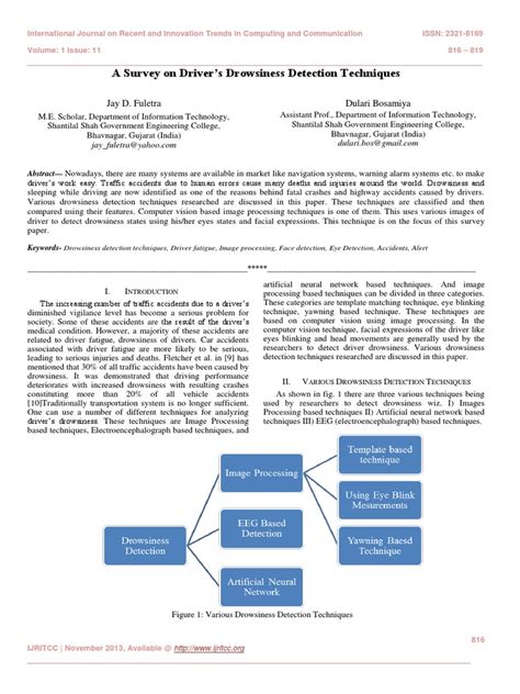 A Survey On Driver Drowsiness Detection Techniques Pdf