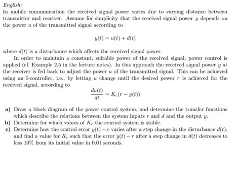 Solved English In Mobile Communication The Received Signal Chegg Com