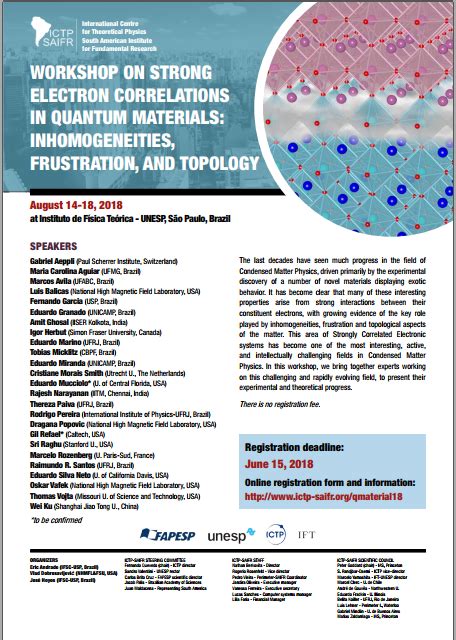 Ictp Saifr Workshop On Strong Electron Correlations In Quantum Materials Inhomogeneities