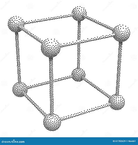 Wireframe Mesh Dotwork Vector Cube Stock Vector Illustration Of Frame Atom