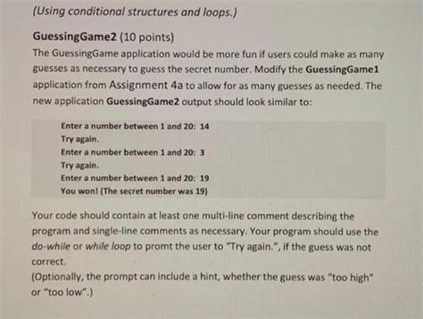 Solved Using Conditional Structures And Loops Guessing