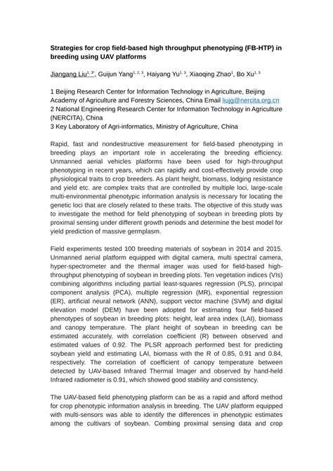Pdf Strategies For Crop Field Based High Throughput Phenotyping Fb