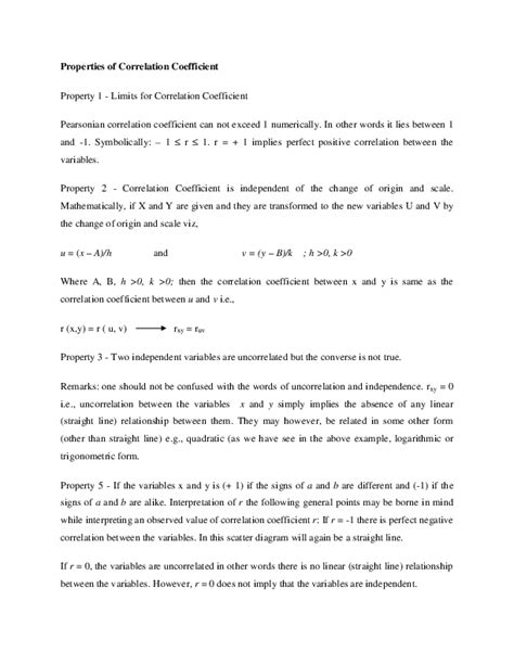 Pdf Properties Of Correlation Coefficient Property 1 Limits For