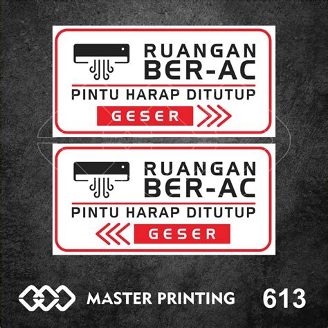 Jual 613 Stiker Ruang Berac Ruangan Ber Ac Sticker Vinyl Premium