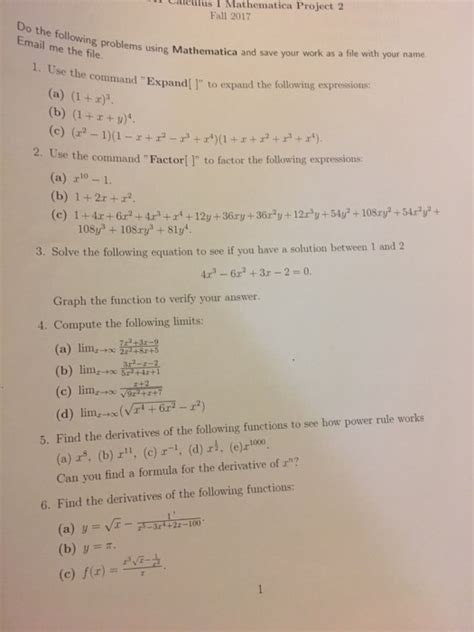 solved calculus i mathematica i fall 2017 project 2 do the