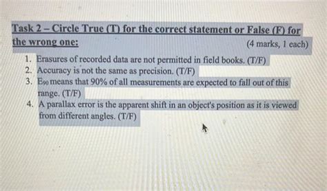 Solved Task Circle True T For The Correct Statement Or Chegg