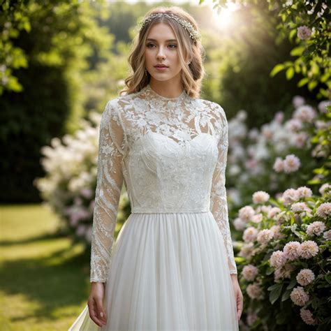Beaded High Neck Long Sleeve Wedding Dress Topper Tulip Bridal