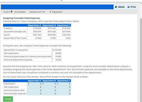 Solved Assigning Traceable Fixed Expensesassigning Traceable