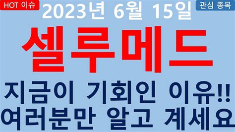 주식 주식전망 셀루메드 지금부터 급등 나오는 이유 알려드릴께요셀루메드 Youtube