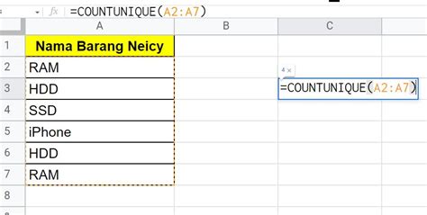 Rumus Countunique Untuk Menghitung Data Unik Di Spreadsheet Neicy Techno