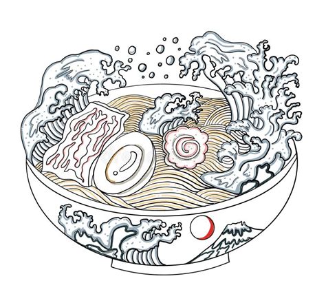 Ramen Vector Illustration For Doodle Artwave On Ramen Bowl Stock