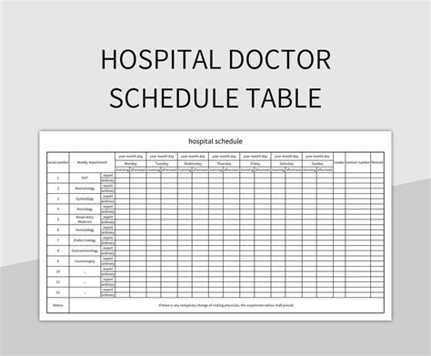 Free Doctor Schedule Templates For Google Sheets And Microsoft Excel