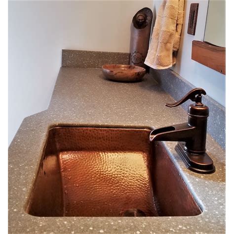 Sinkology Curie Aged Copper Undermount Rectangular Rustic Bathroom Sink