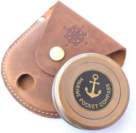 Poem Engraved Brass Compass With Leather Case The Road Not Taken