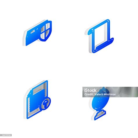 アイソメトリックラインペーパースクロールマネー保護アップロードファイルと地球儀アイコンを設定しますベクトル 3dのベクターアート素材や画像