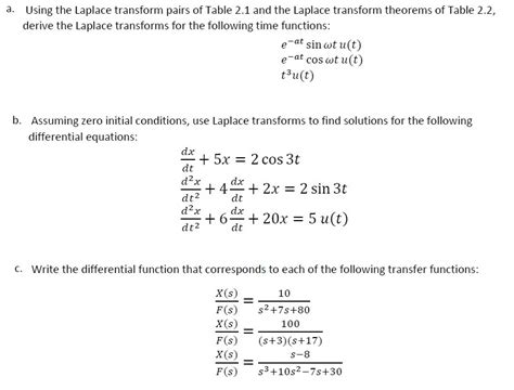solved using the laplace transform pairs of table 2 1 and