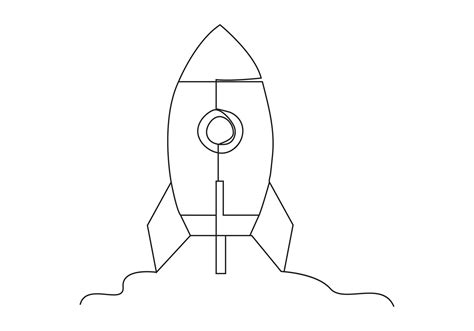 Rocket In Continuous One Line Drawing Rocket Space Ship Launch Line