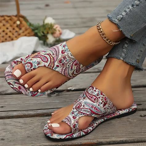 Womens Bohemian Flat Sandals Colorful Patterned Summer Temu South Africa