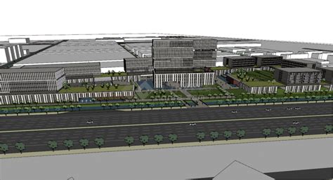 车辆行驶道路办公楼房建筑su模型售楼处土木在线
