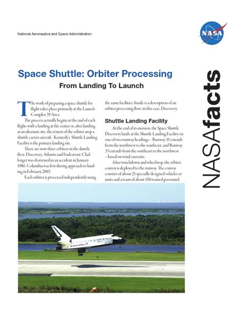 Pdf Nasa Facts Space Shuttle Orbiter Processing Dokumentips