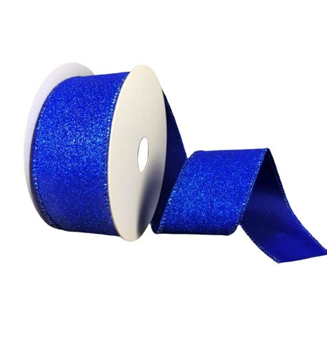 Solid Royal Blue Flat Glitter Ribbon 15” Greenery Market