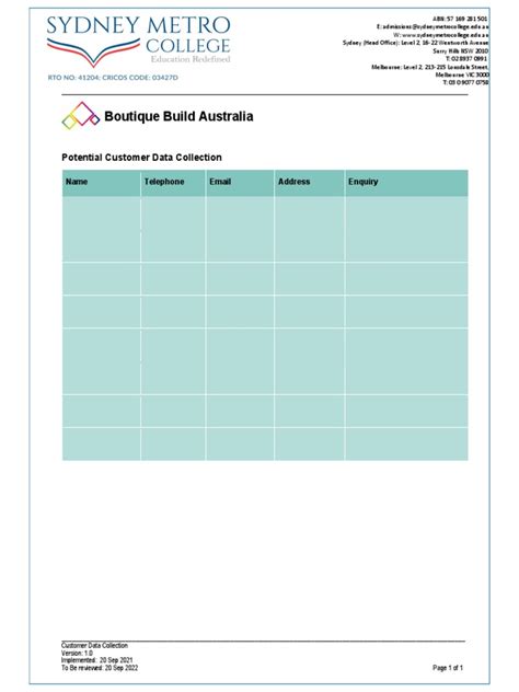 Customer Data Collection 2 Pdf