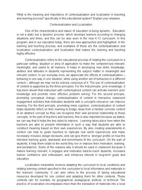Contextualization And Localization Pdf Learning Teachers Contextualization And Localization Pdf Learning Teachers