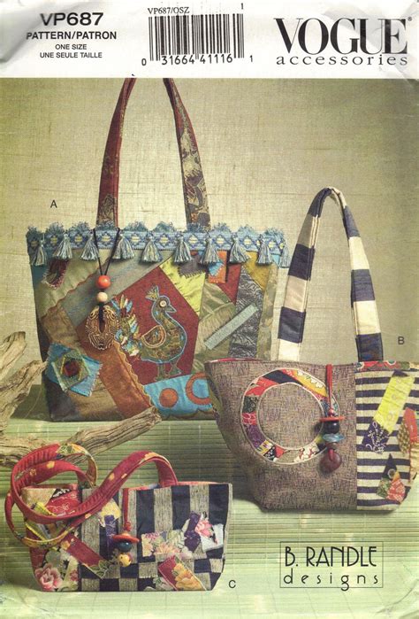 Vogue Sewing Pattern Handbag Accessories Purse Pocketbook Tote Bag Easy To Sew One Size Uncut Etsy
