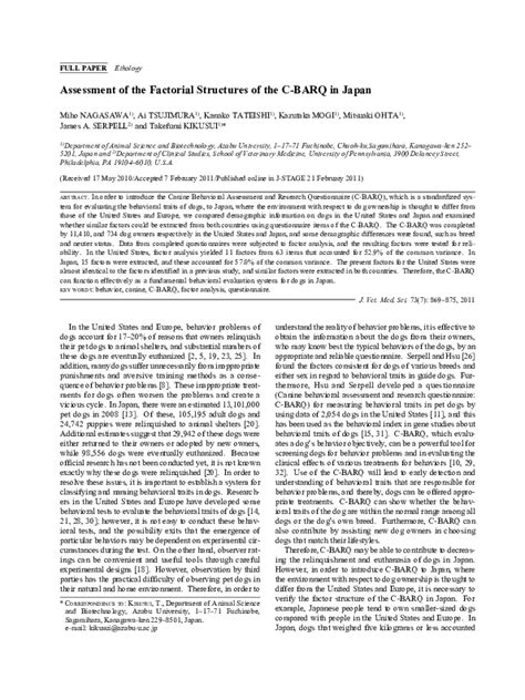 Pdf Assessment Of The Factorial Structures Of The C Barq In Japan