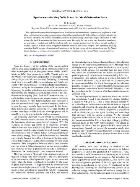 Pdf Spontaneous Stacking Faults In Van Der Waals Heterostructures